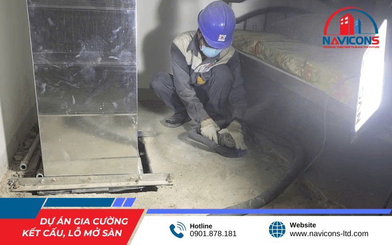 Dự án Gia cường kết cấu sàn, các lỗ mở bằng phương án dán sợi carbon